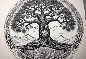 Viking back piece tree of life tattoo idea | TattoosAI