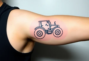 A simple black line Art tractor outline, forming a continuous, elegant ...