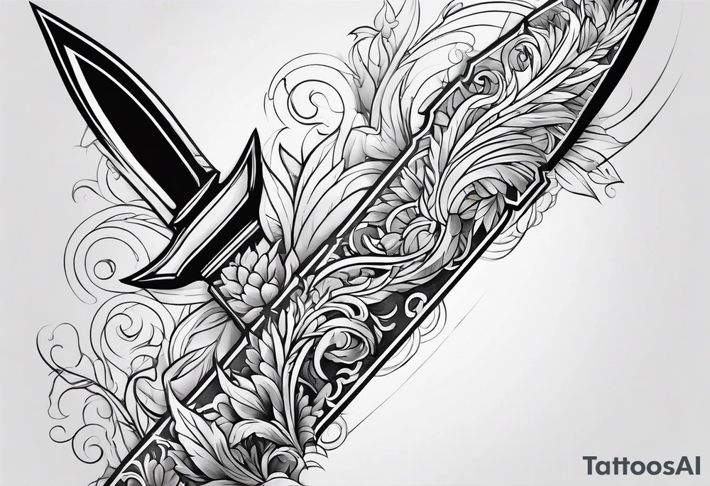 White dagger inside shadow cloak tattoo idea | TattoosAI