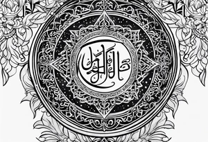 Arabic writing with scroll and heaven tattoo idea | TattoosAI