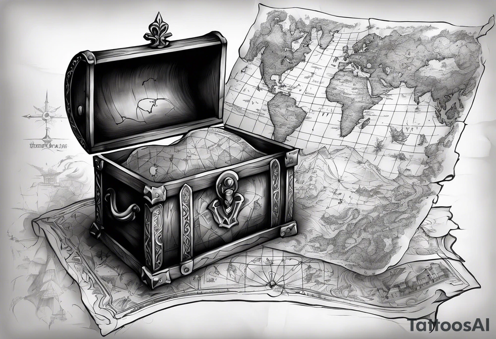 Treasure map for chest tattoo idea | TattoosAI