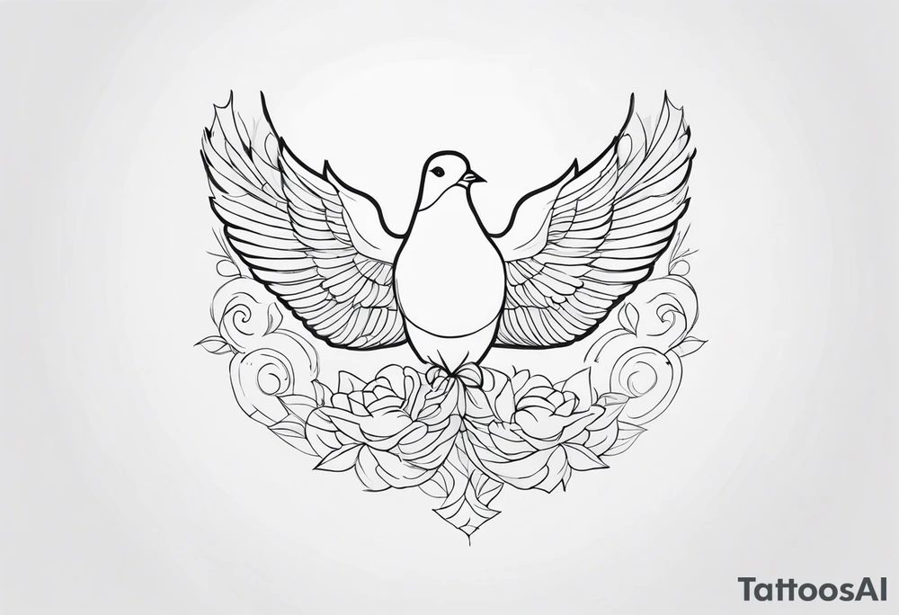 Dainty, fine line, dove family tattoo idea | TattoosAI
