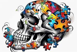 Autism, Skull, puzzle pieces tattoo idea | TattoosAI