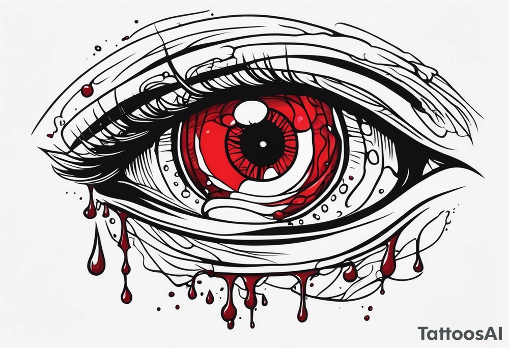 Bleeding tear flows to down from red eye Man sleeve tattoo design ...