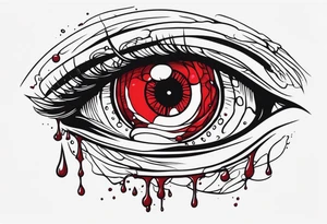 Bleeding tear flows to down from red eye Man sleeve tattoo design ...