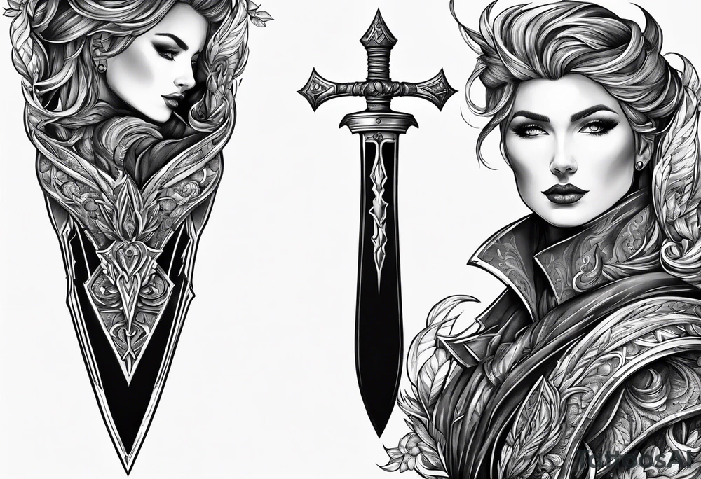 Dagger with Hourglass on hilt and shadow cloak blade tattoo idea ...