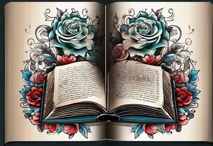 Open book standing up tattoo idea | TattoosAI