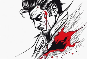 Bleeding tear flows to down from red eye Man sleeve tattoo design ...