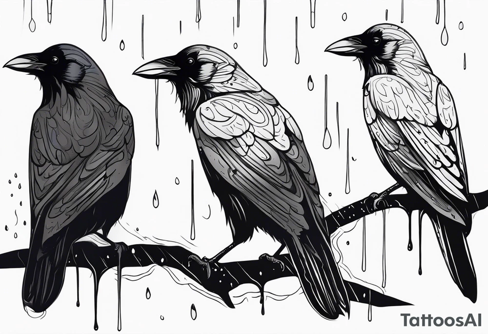 A dead raven in the rain tattoo idea | TattoosAI