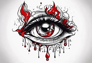 Bleeding tear flows to down from red eye Man sleeve tattoo design ...