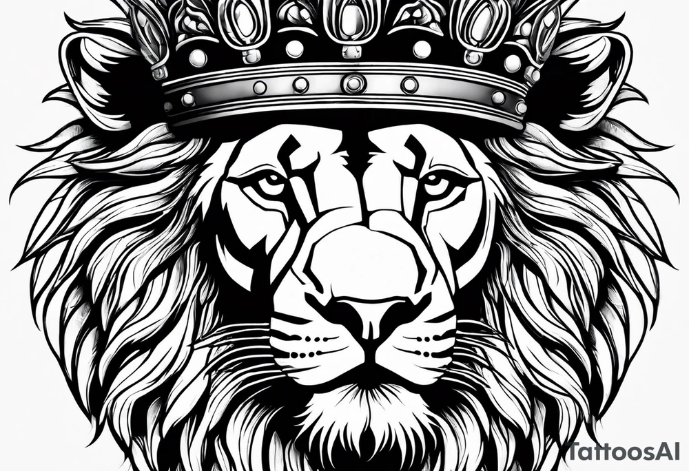 Lion wearing a crown tattoo idea | TattoosAI