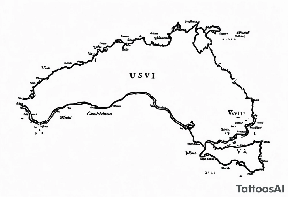 Outline map of the USVI and bvi Caribbean islands tattoo idea | TattoosAI