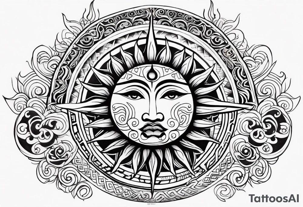 sun and freedom maori tattoo idea | TattoosAI