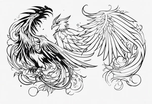 Half Phoenix and Half Skeleton tattoo idea | TattoosAI