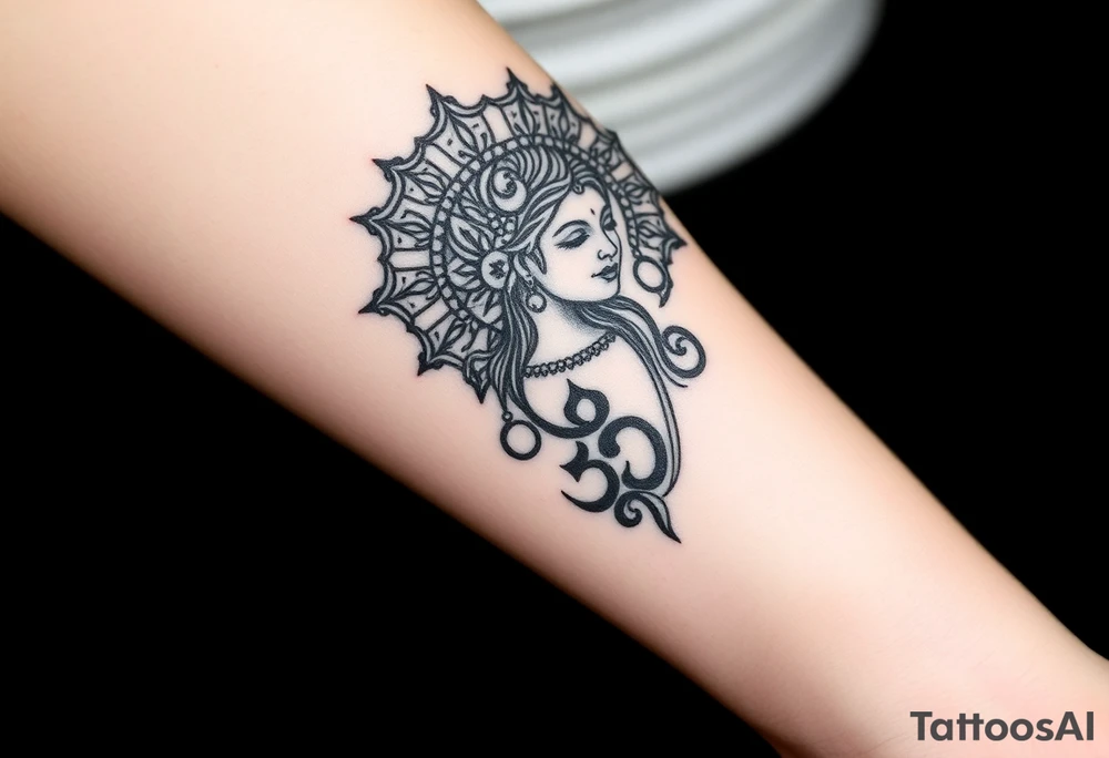 Beautiful woman dmt deity with mandala behind head and Om under her ...