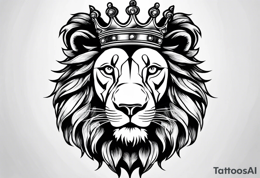 Lion wearing a crown tattoo idea | TattoosAI