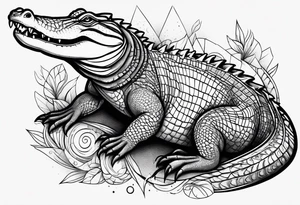 Full body alligator with tail leg top view tattoo idea | TattoosAI
