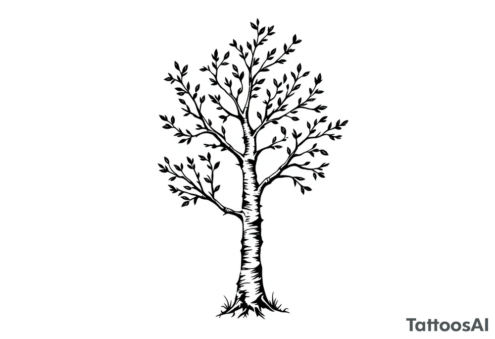 Small birch tree tattoo idea | TattoosAI