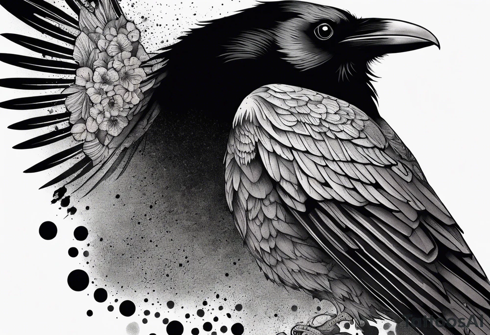 tall Raven chest facing out tattoo idea | TattoosAI