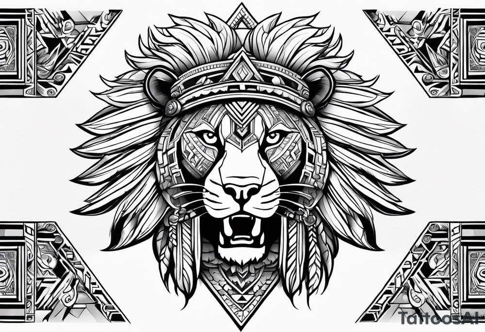 Aztec warrior, lion tattoo idea | TattoosAI