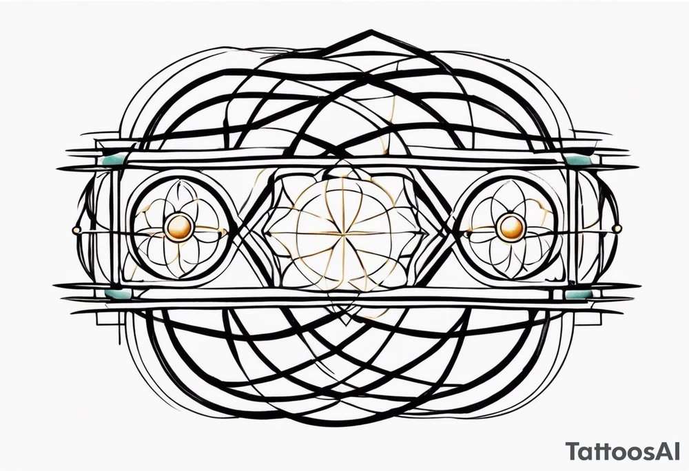 Armband tattoo, masculine, narrow, horizontal with quantum bound atoms ...