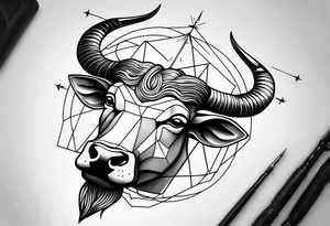 Taurus head with the planets positions on May 20th, 1989. With an arrow ...