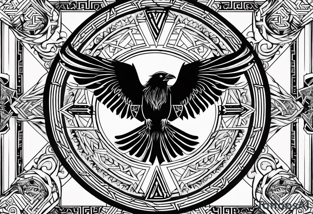 Viking Vegvisir with raven wings around it, Valknut tattoo idea | TattoosAI