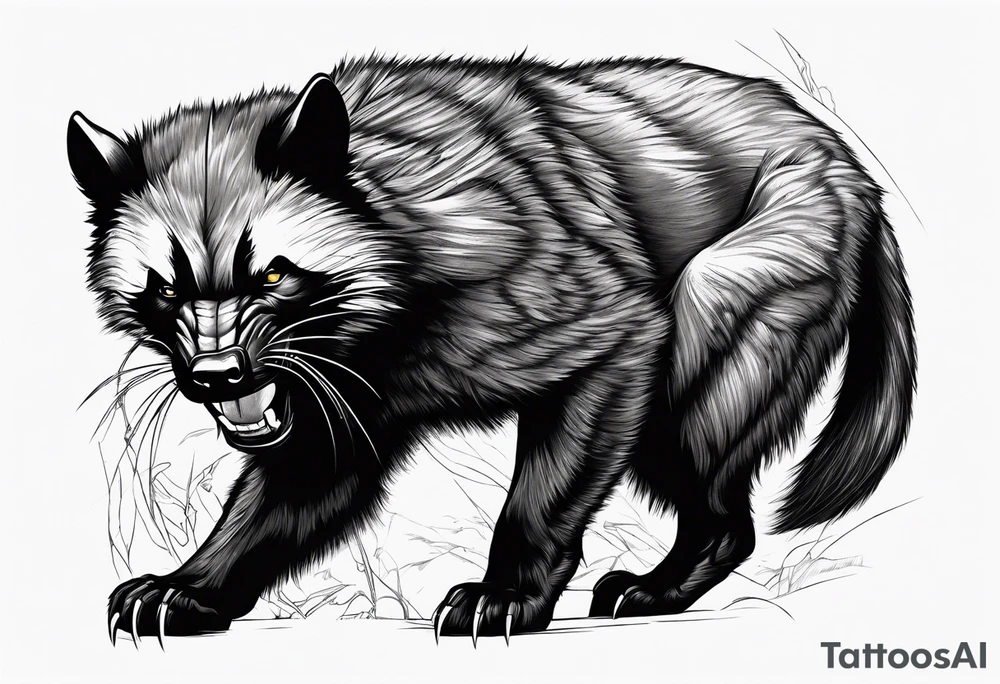 Wolverine animal hunting tattoo idea | TattoosAI