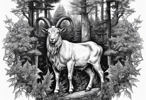 Devil with goat horns (full body) in a forest tattoo idea | TattoosAI