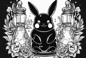 Pikachu in a potion bottle tattoo idea | TattoosAI
