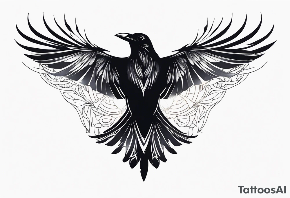 Raven in flight, upsidedown, knowing, light behind its eyes, ethereal ...