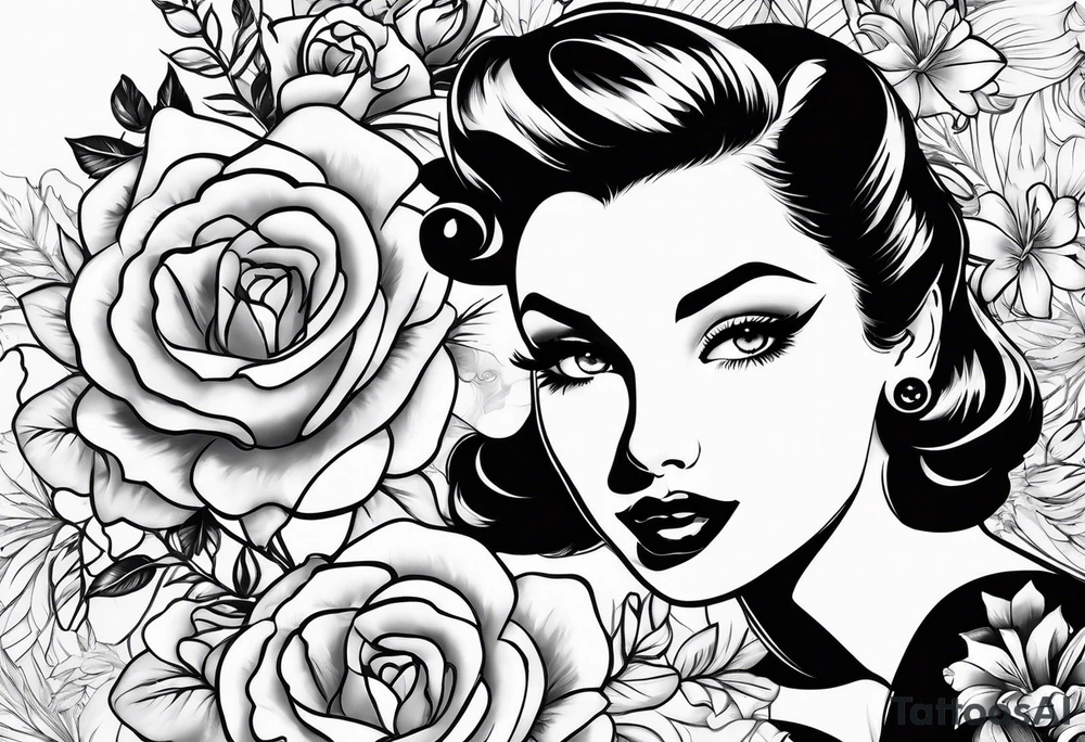 A tribute to 1950s pinup fashion tattoo idea | TattoosAI