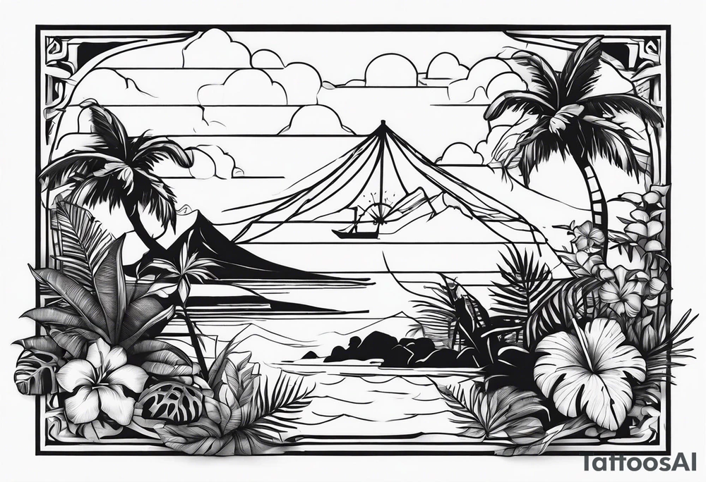 Tropical islands tattoo idea | TattoosAI