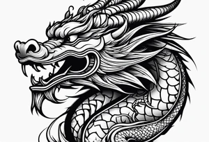 Left side profile of a chinese dragon face tattoo idea | TattoosAI