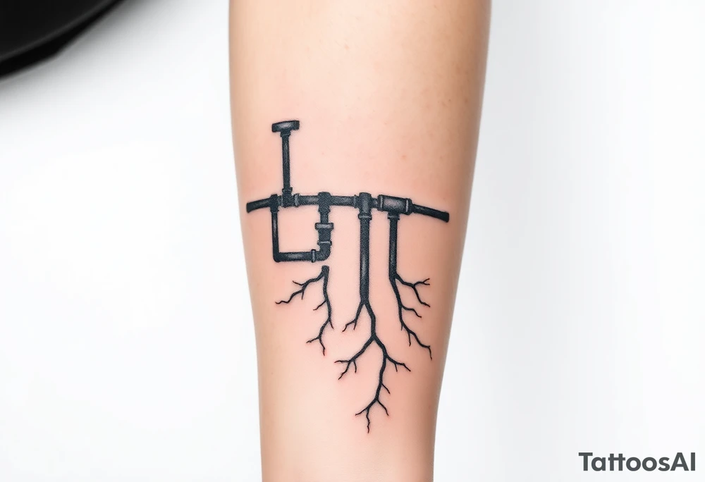 System of pipes that transitions and transforms at the end into veins ...