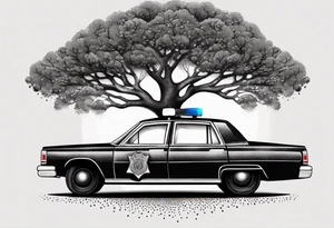 Tree growing through police car tattoo idea | TattoosAI