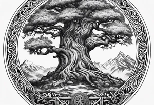 Viking back piece tree of life tattoo idea | TattoosAI