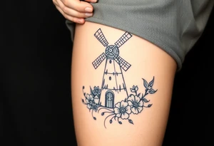 Windmill tattoo idea | TattoosAI