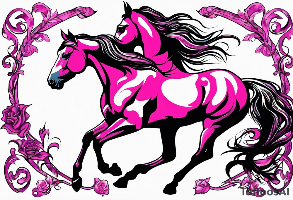 Turn pink ribbon into bucking horse Breast cancer tattoo idea | TattoosAI