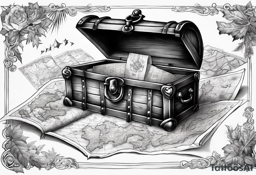 Treasure map for chest tattoo idea | TattoosAI