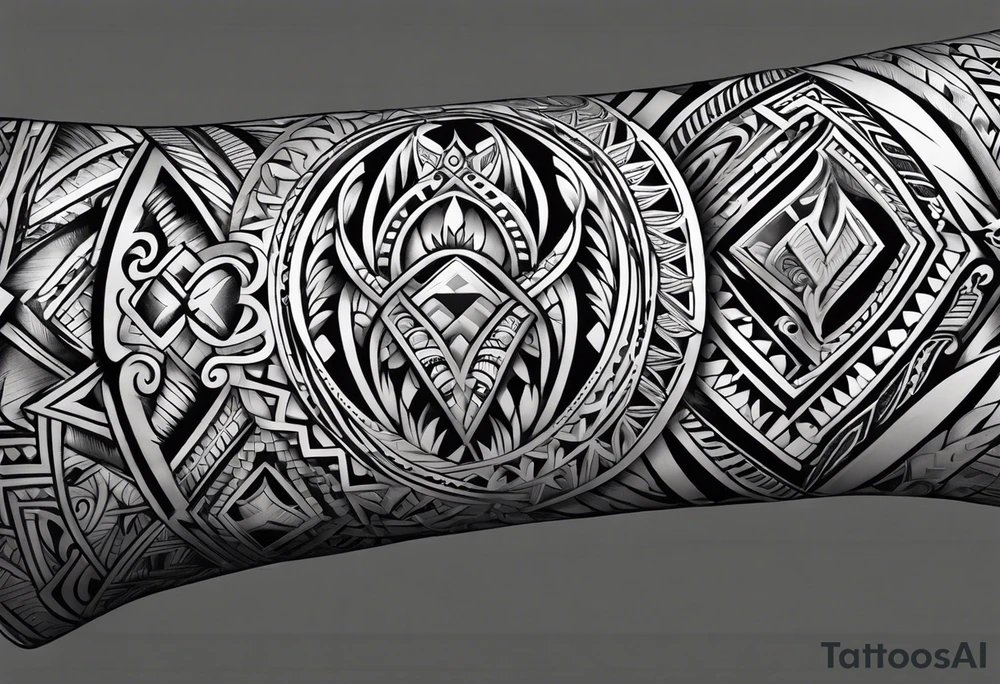 Polynesian tribal pattern forearm tattoo idea | TattoosAI