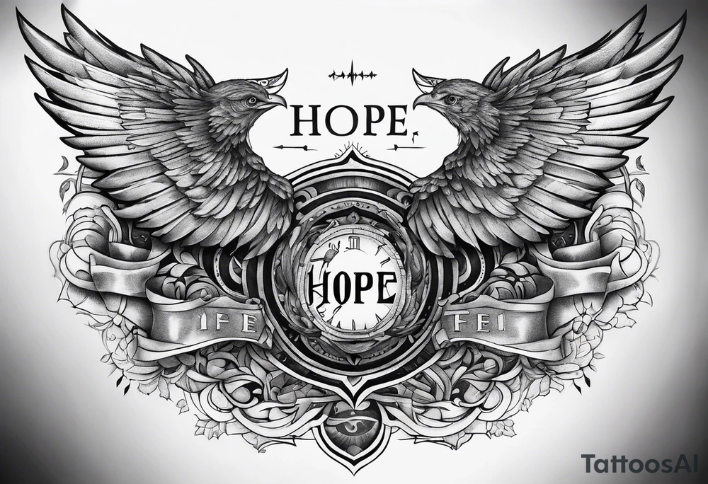Full chest tattoo with multiple scars with wings on the shoulders and ...