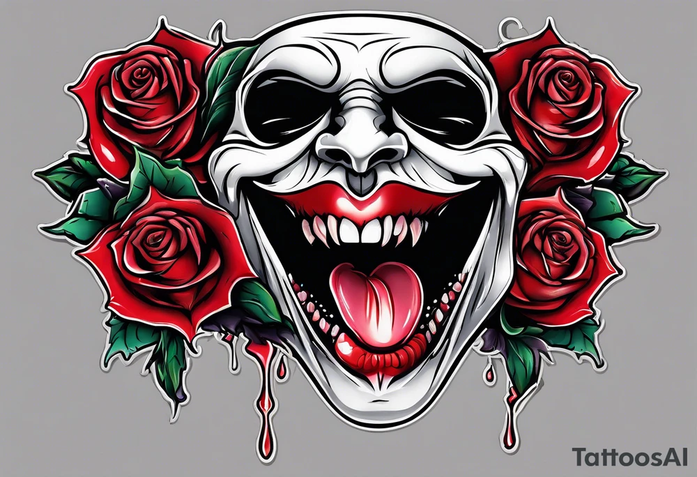 Sexy vampire mouth biting rose tattoo idea | TattoosAI