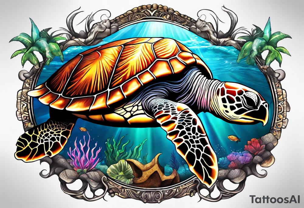 Sea turtle with 4 elephants on its shell holding the world tattoo idea ...
