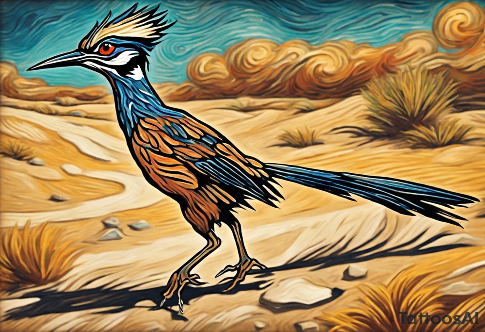 Design a captivating small tattoo featuring a roadrunner, inspired by ...