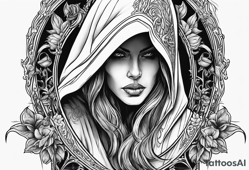 Female grim reaper tattoo idea | TattoosAI