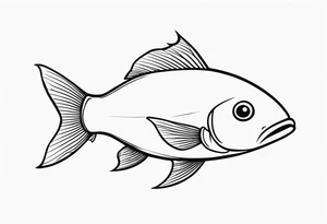 Mean looking minimalist cartoon fish tattoo idea | TattoosAI