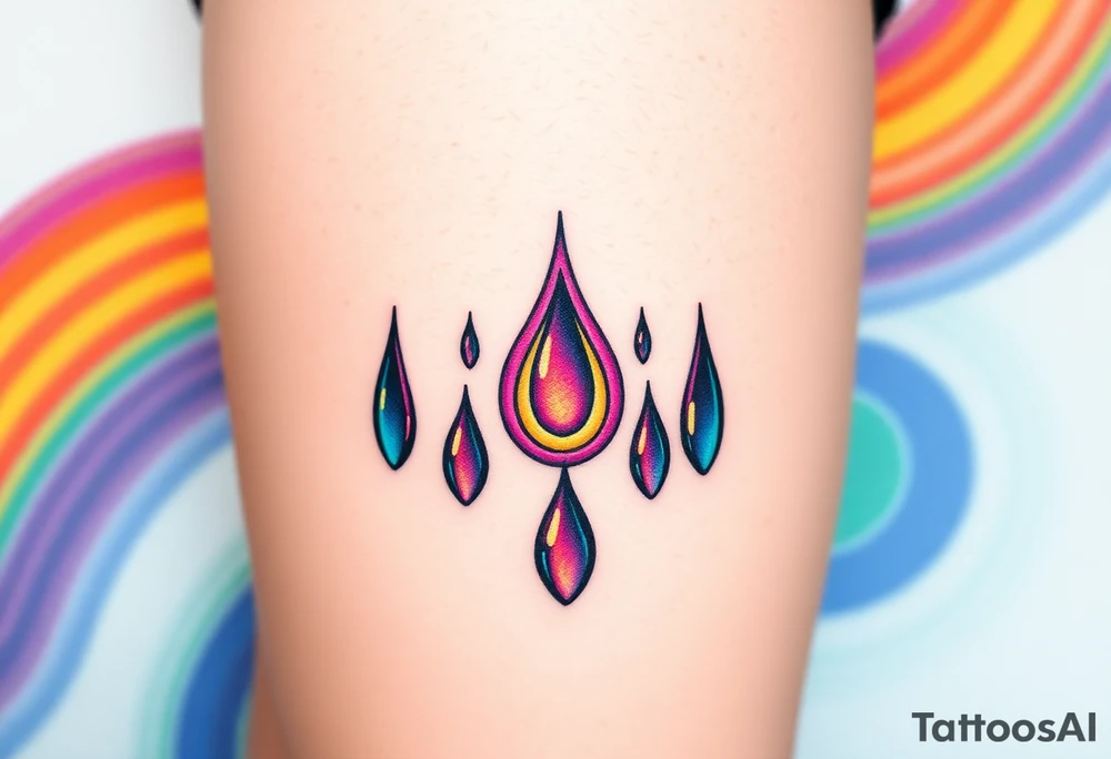 Rainbow tear drops tattoo idea | TattoosAI