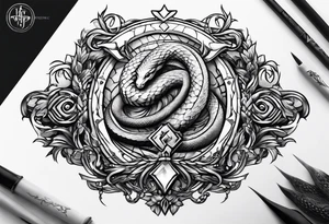Trident weapon with snake tattoo idea | TattoosAI