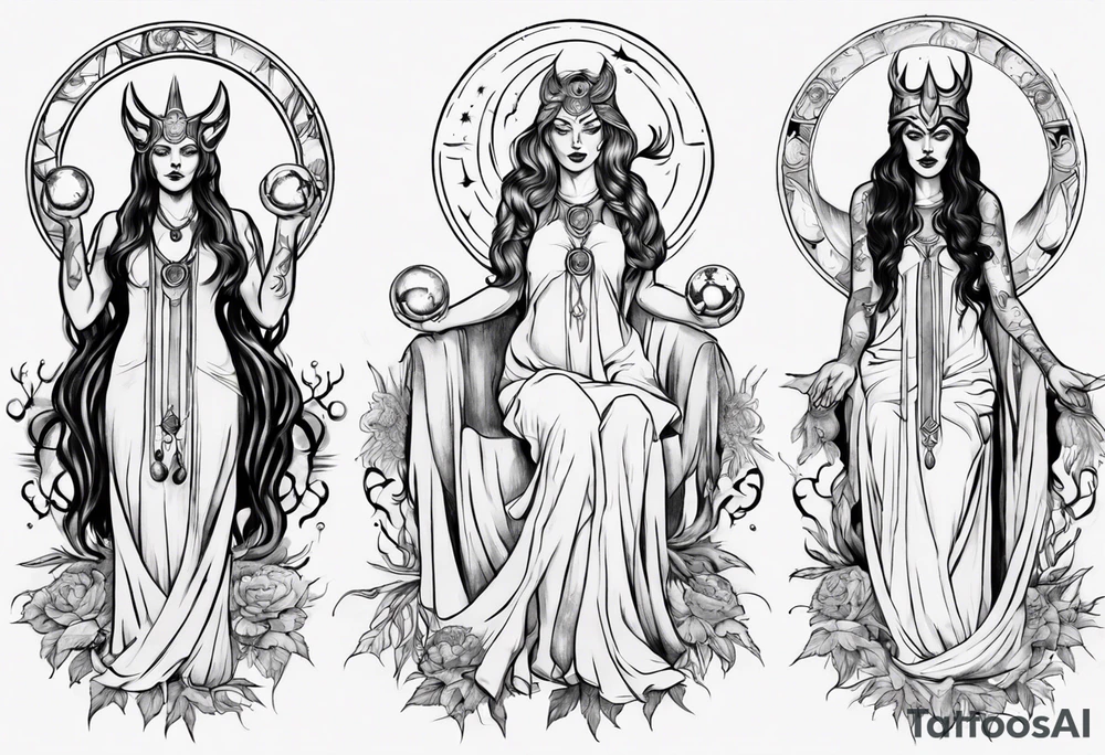 The High Priestesses. Hecate, Artemis and Selene. Representing Magic ...